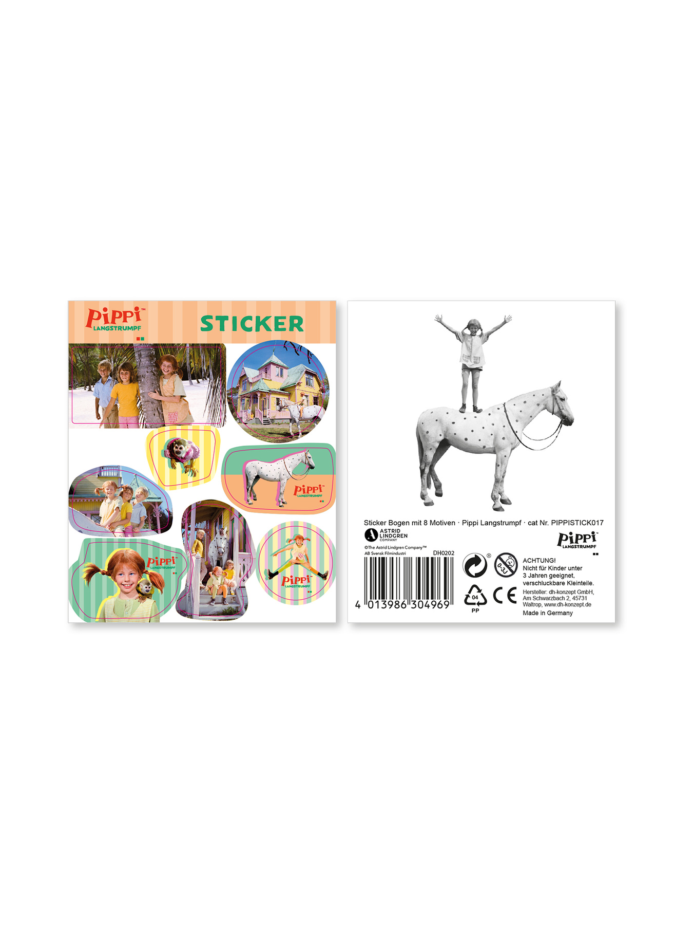 Buy Pippi Longstocking Stickers Green/Orange - 8 Pack - Astrid Lindgren