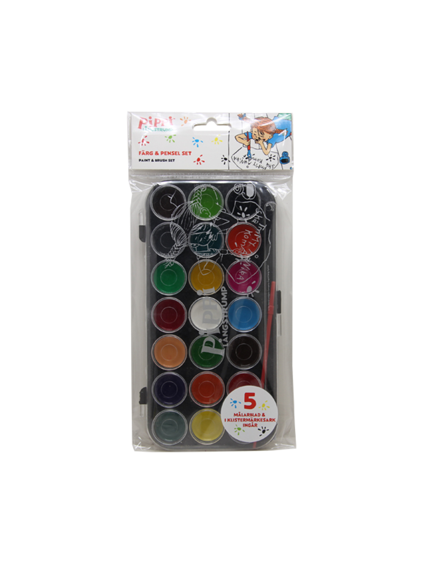 Buy Pippi Longstocking Brush Set - 21 Watercolors & Stickers - Astrid ...