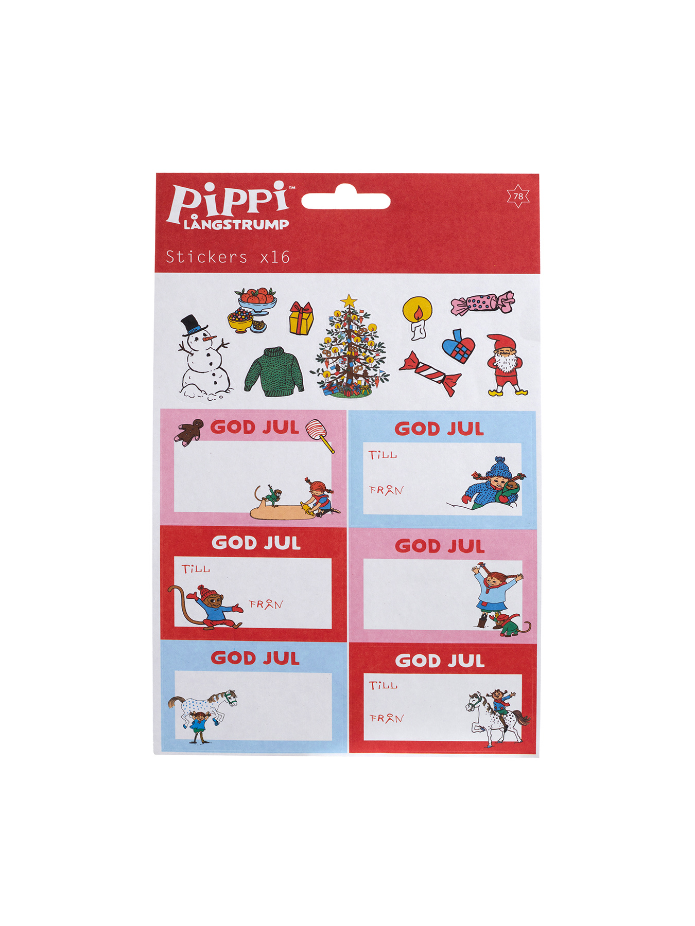 Buy Christmas labels Pippi Longstocking - 16 pcs - Astrid Lindgren