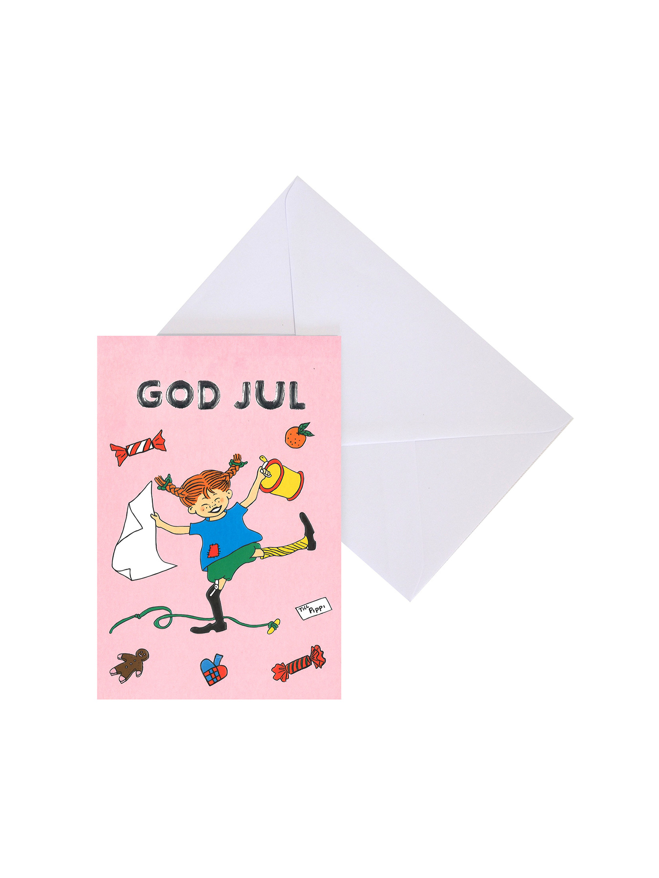 Buy Christmas card Pippi Longstocking - Pink - Astrid Lindgren
