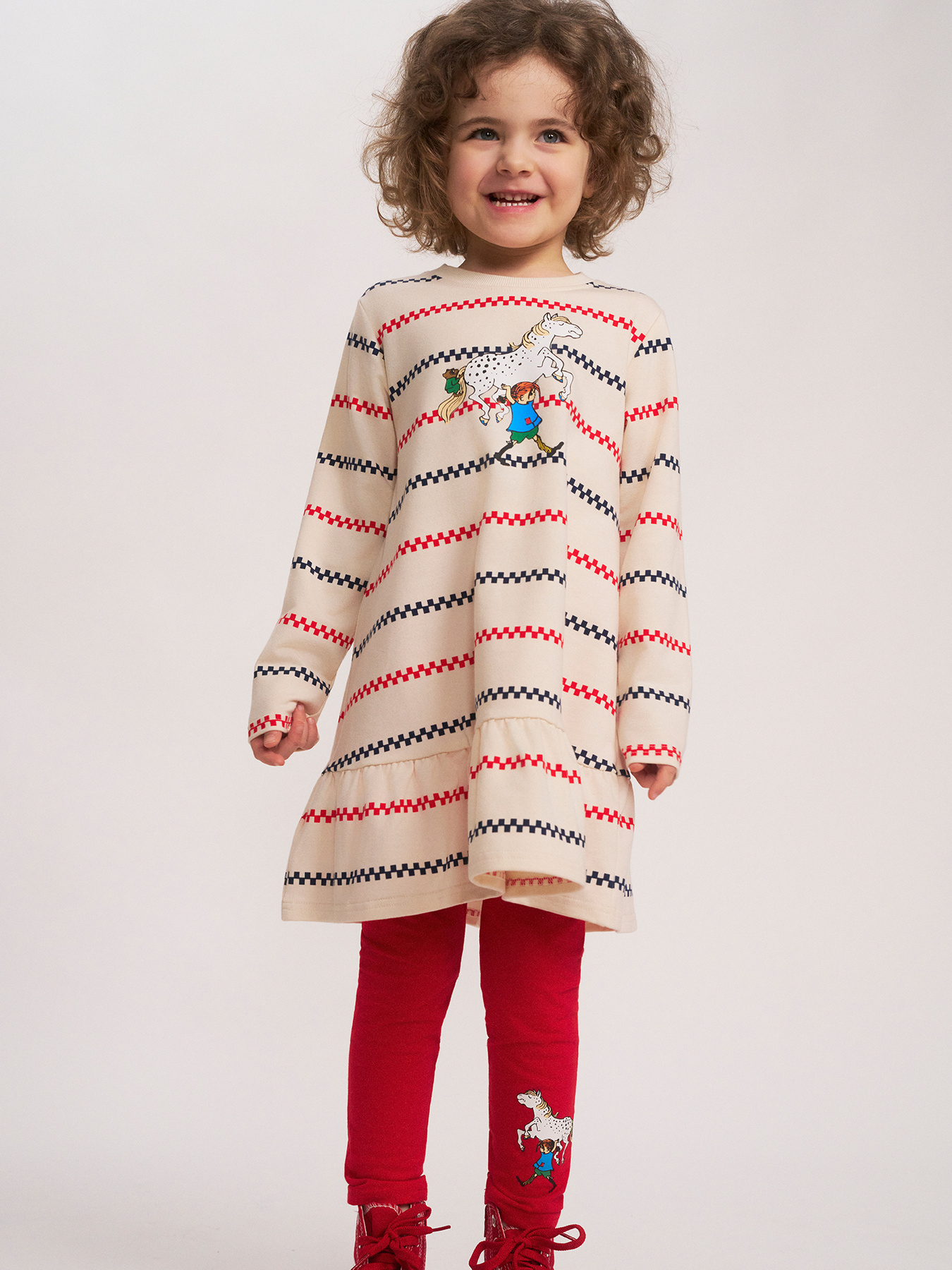 Buy Square striped dress Pippi Longstocking - White - Astrid Lindgren