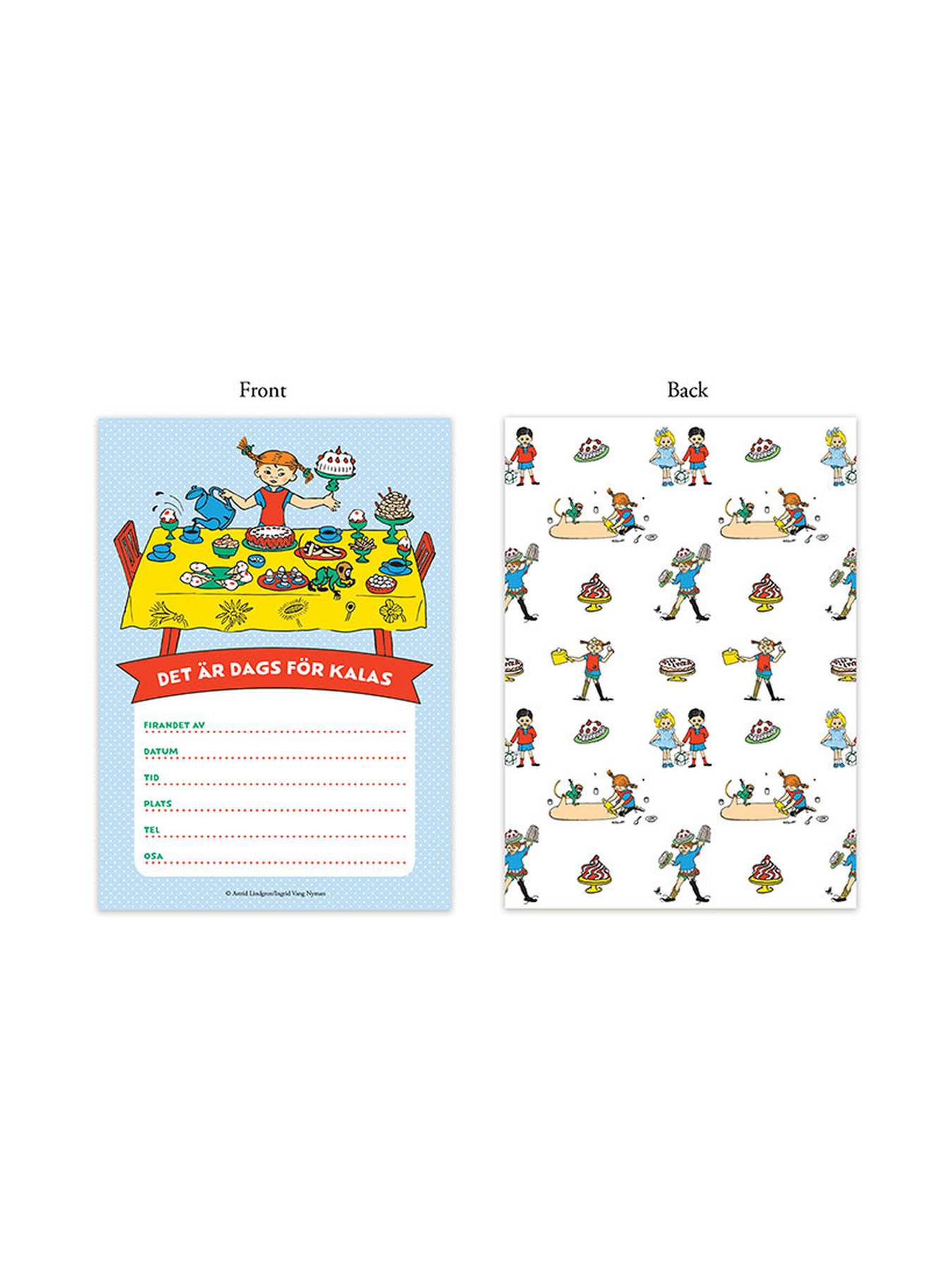 Pippi Longstocking Party Invitation Cards with Envelopes 8-Pack ...